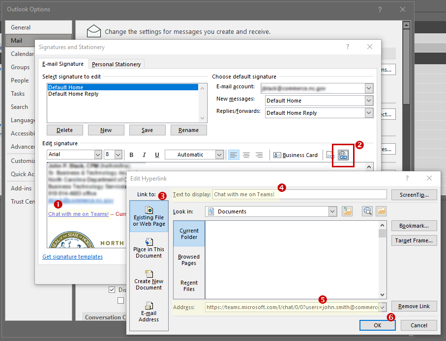 com2gov: How to change your email signature and Teams chat link